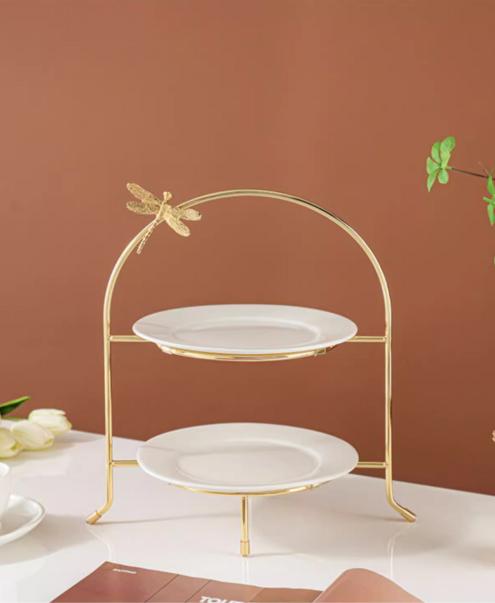 Dragonfly Two Tiered Elegance Snack and Dessert Plates – NAMAS LIVING